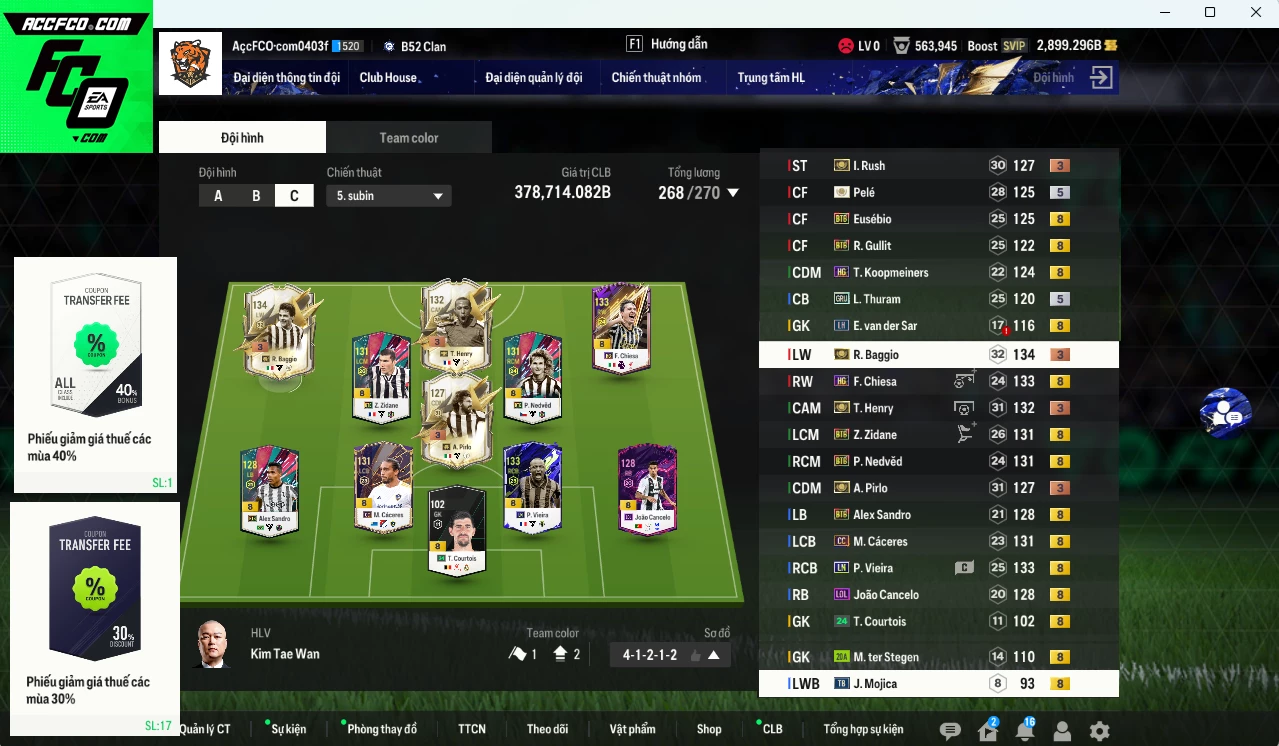 Acc #81289: [ACC Rẻ🔥] Juventus 378.710b có Henry ITM+3, Baggio ITM+3, Pirlo ITM+3, Rush ITM+3 ...